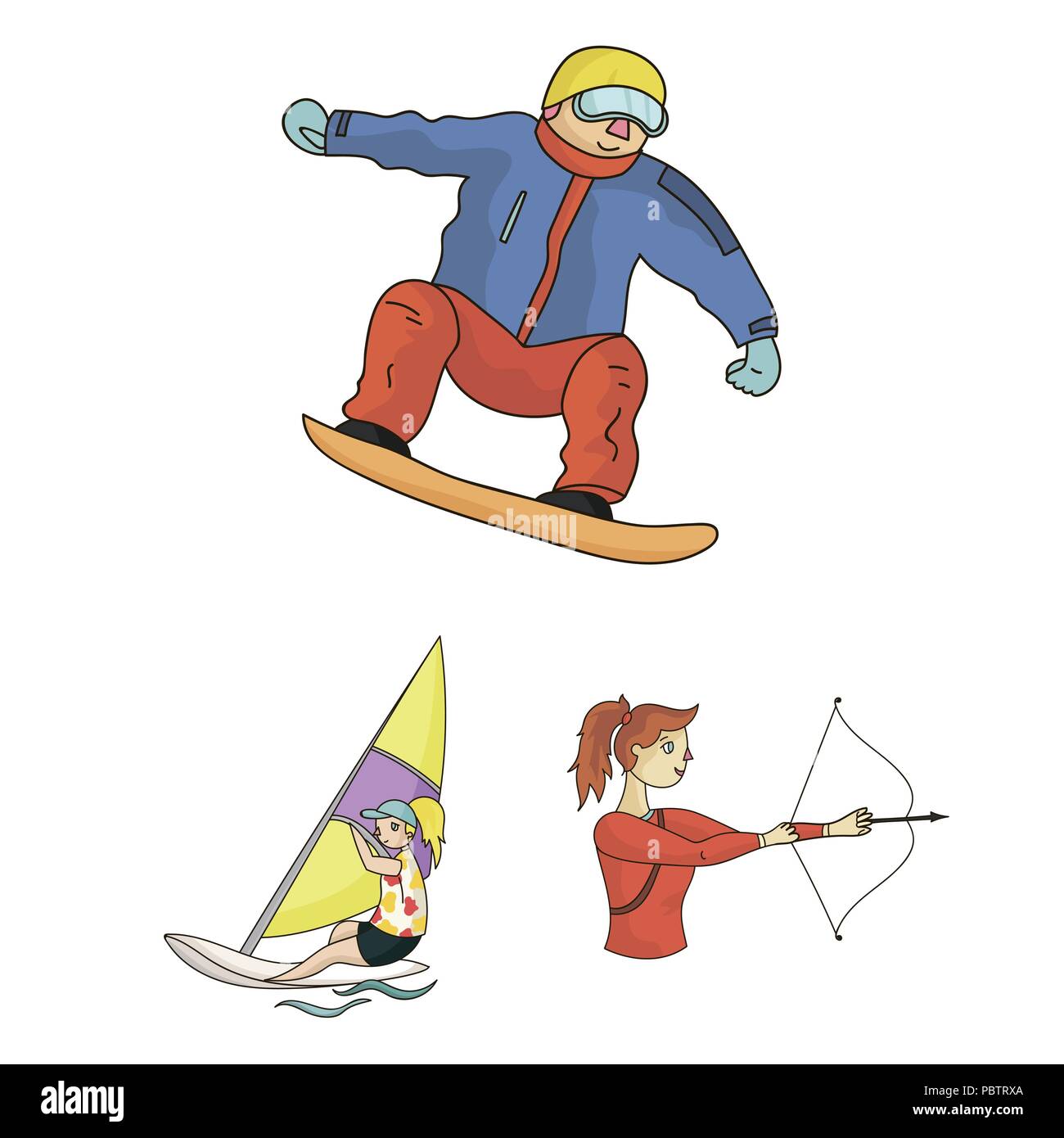 Different kinds of sports cartoon icons in set collection for design ...