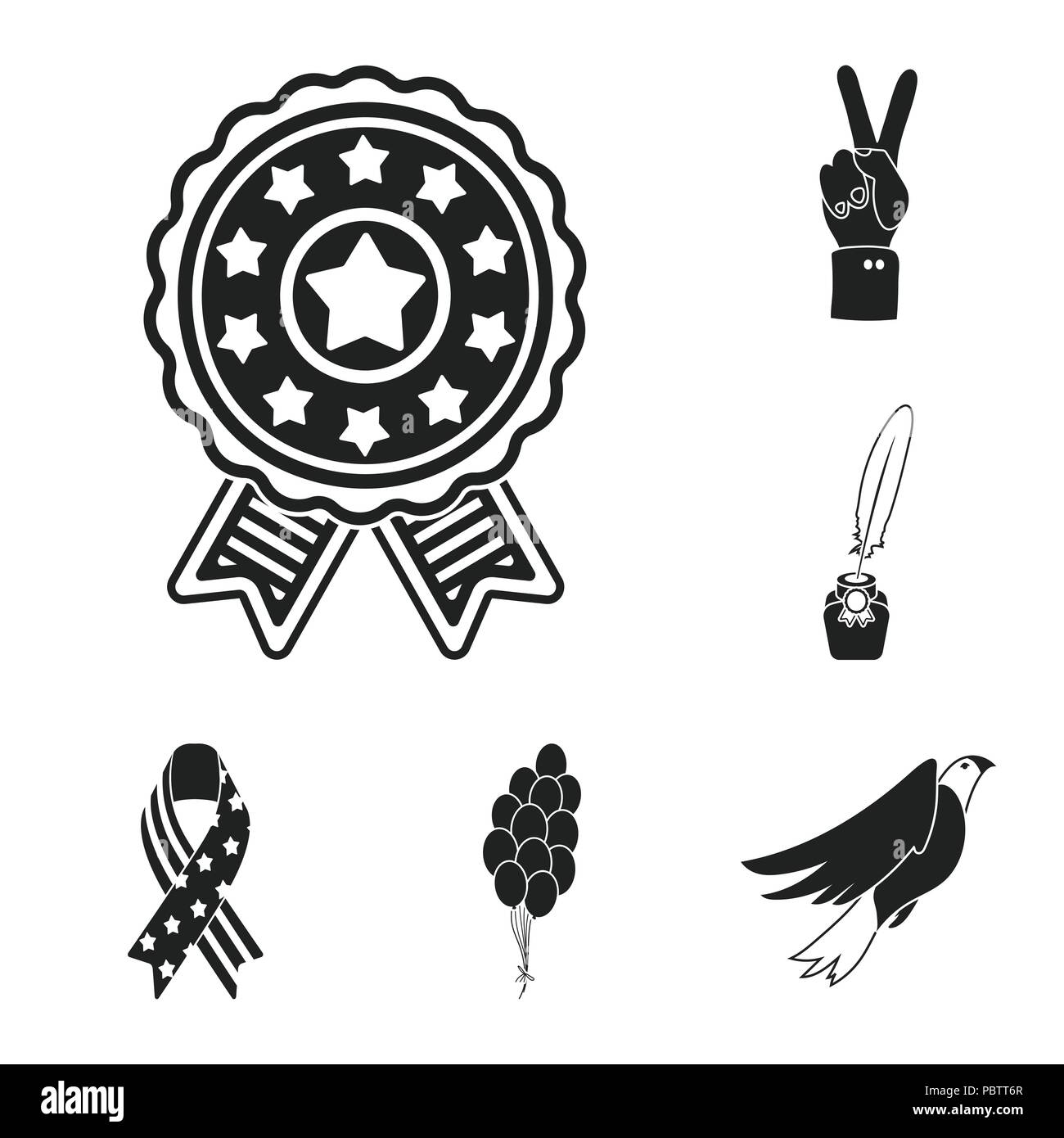 Day of Patriot, holiday black icons in set collection for design ...