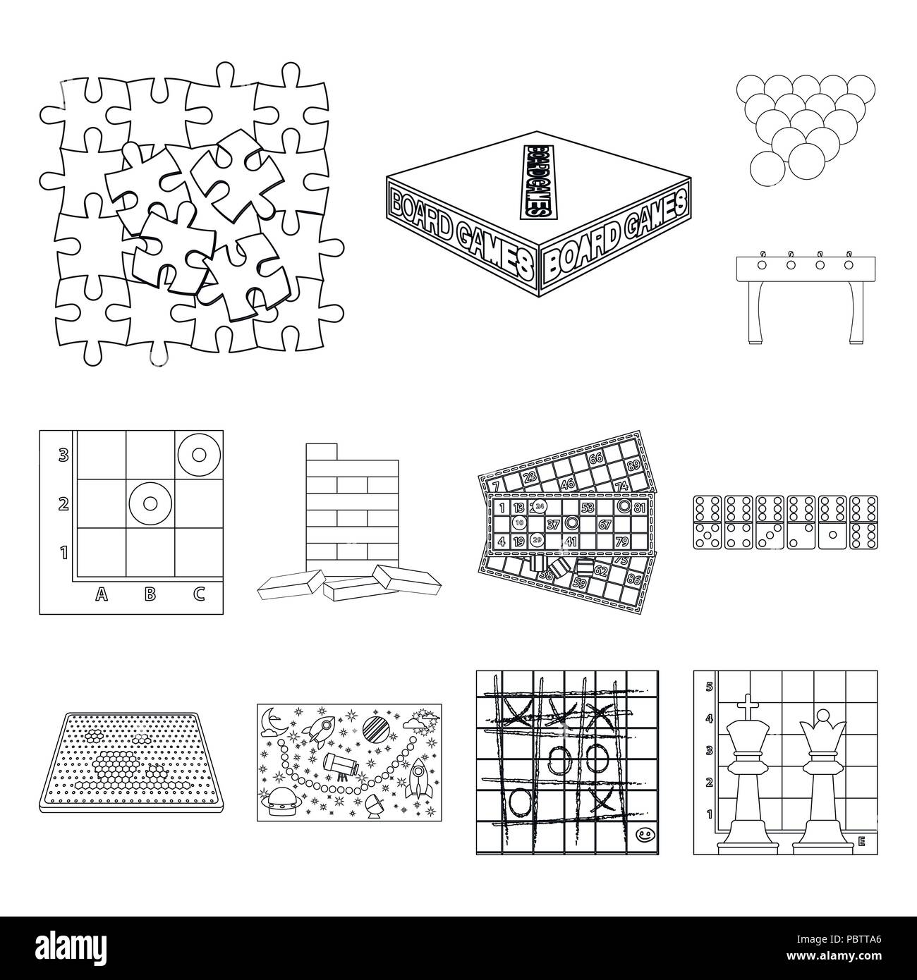 Board game outline icons in set collection for design. Game and ...