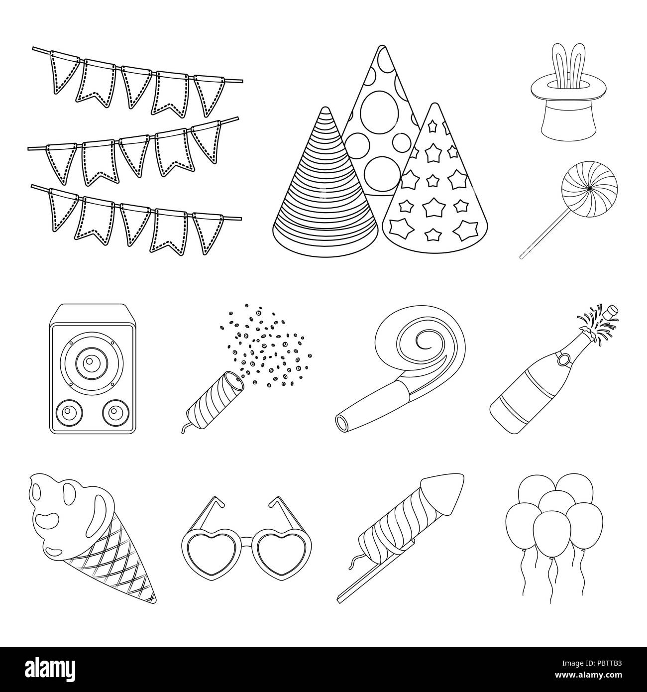 Party, entertainment outline icons in set collection for design ...