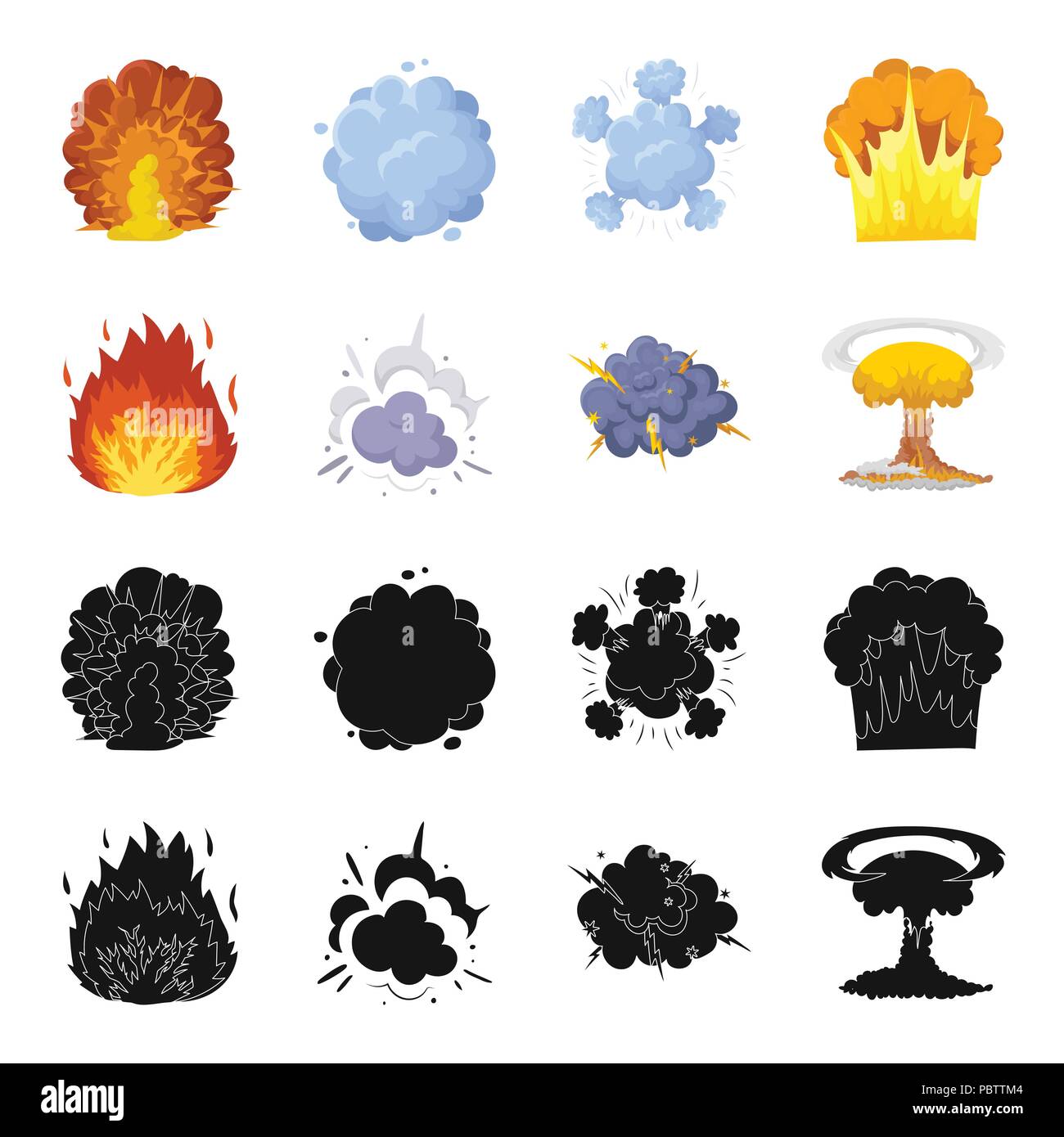 Flame, sparks, hydrogen fragments, atomic or gas explosion. Explosions ...