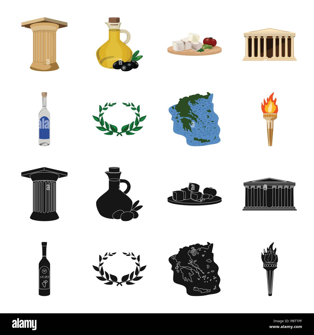 Greece, country, tradition, landmark .Greece set collection icons in ...