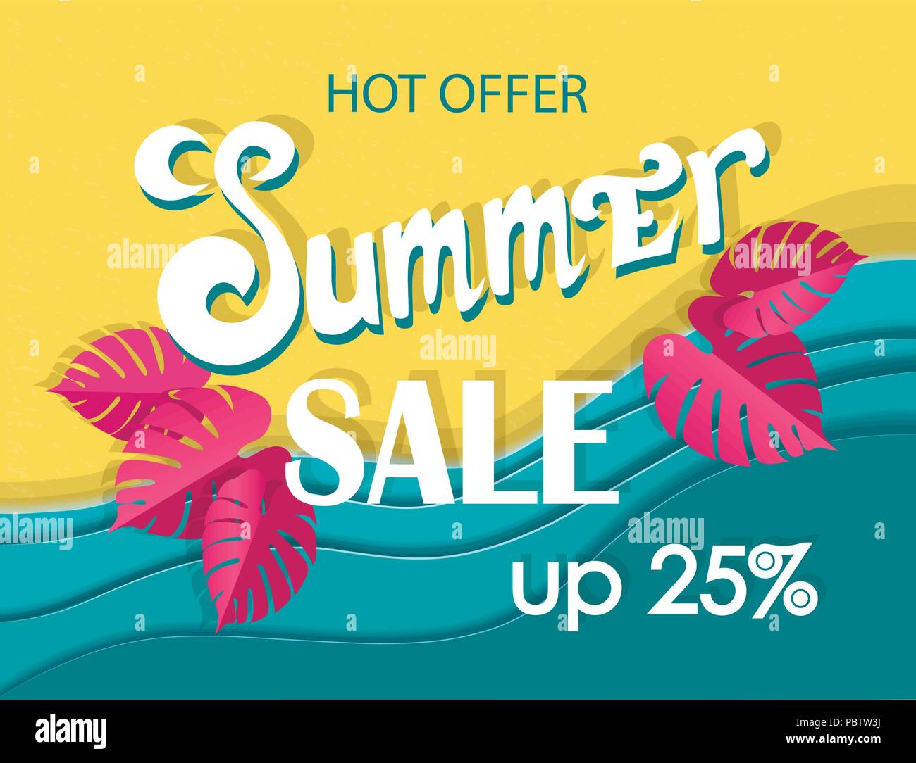 Summer sale banner, signboard, decor for the store. Top view of beach ...