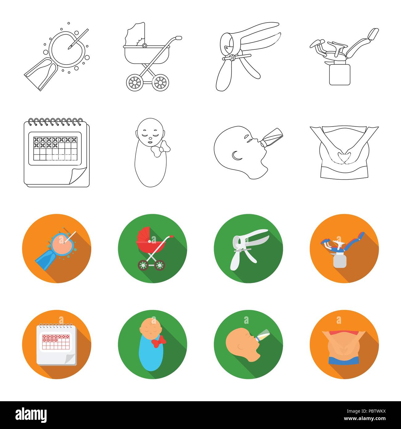 Calendar, newborn, stomach massage, artificial feeding. Pregnancy set ...