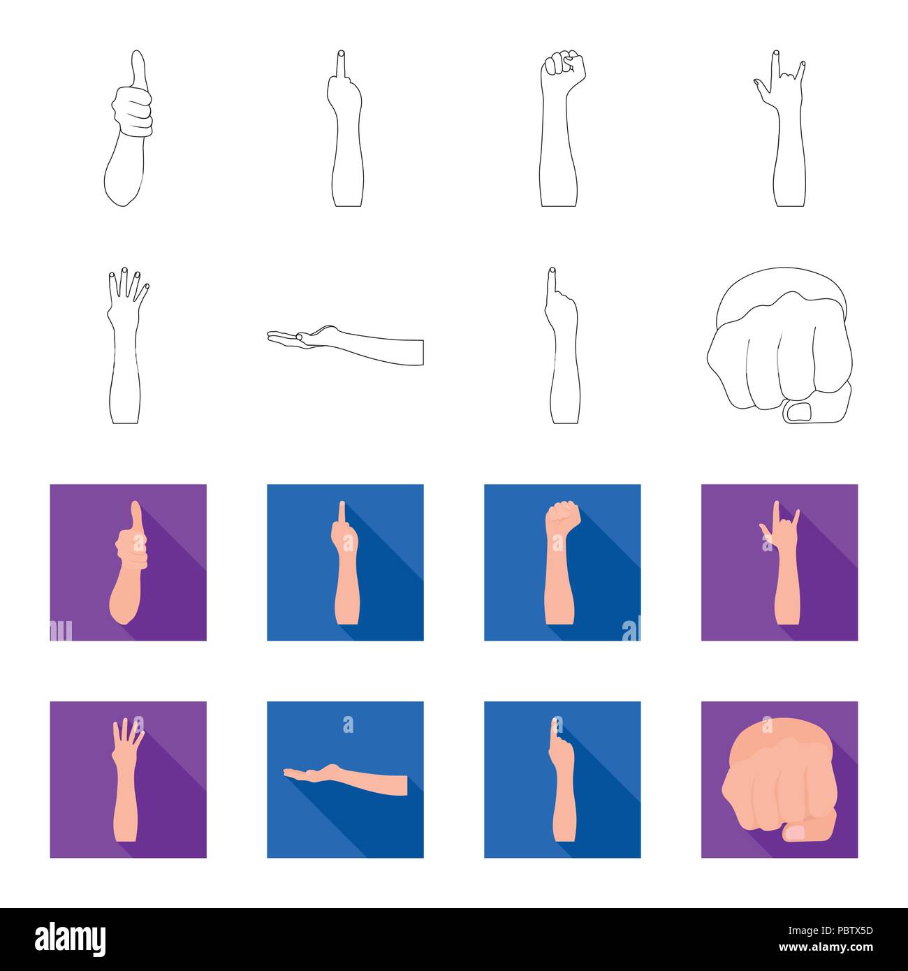 Sign Language outline,flet icons in set collection for design.Emotional ...