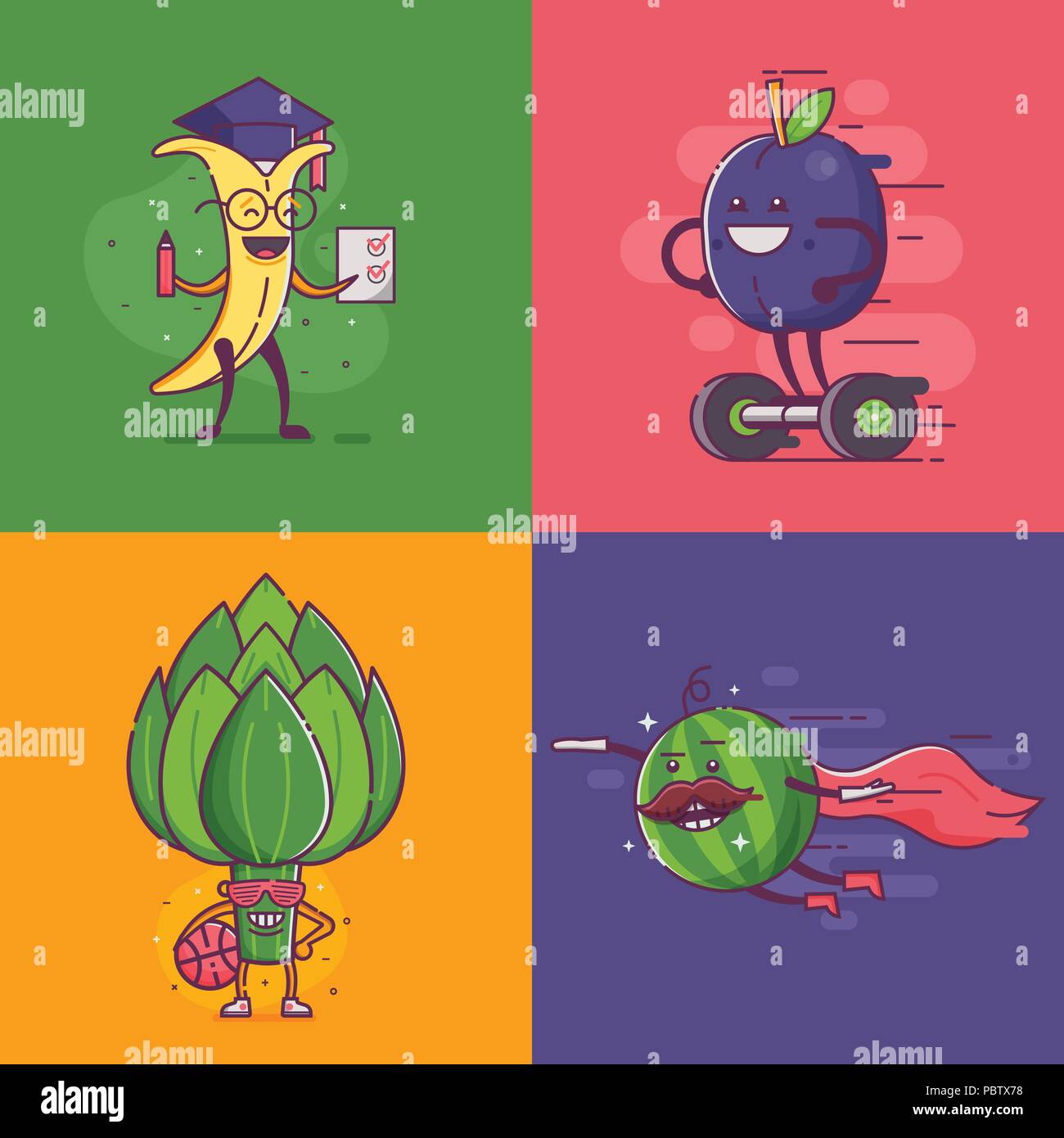 Fruit and Vegetable Characters Stock Vector Image & Art - Alamy