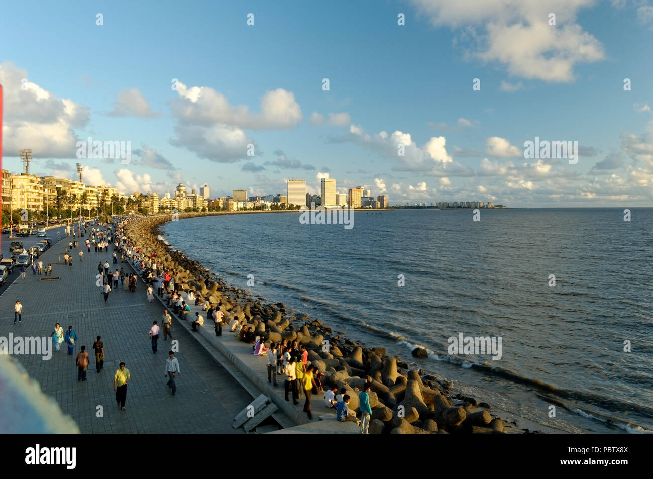 view of Nariman Point skyline from Marine Drive,Mumbai, India Stock ...