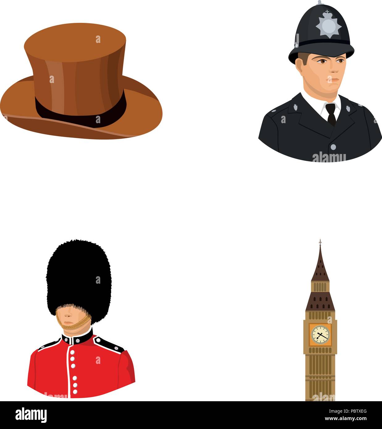 England, gentleman, hat, officer .England country set collection icons ...