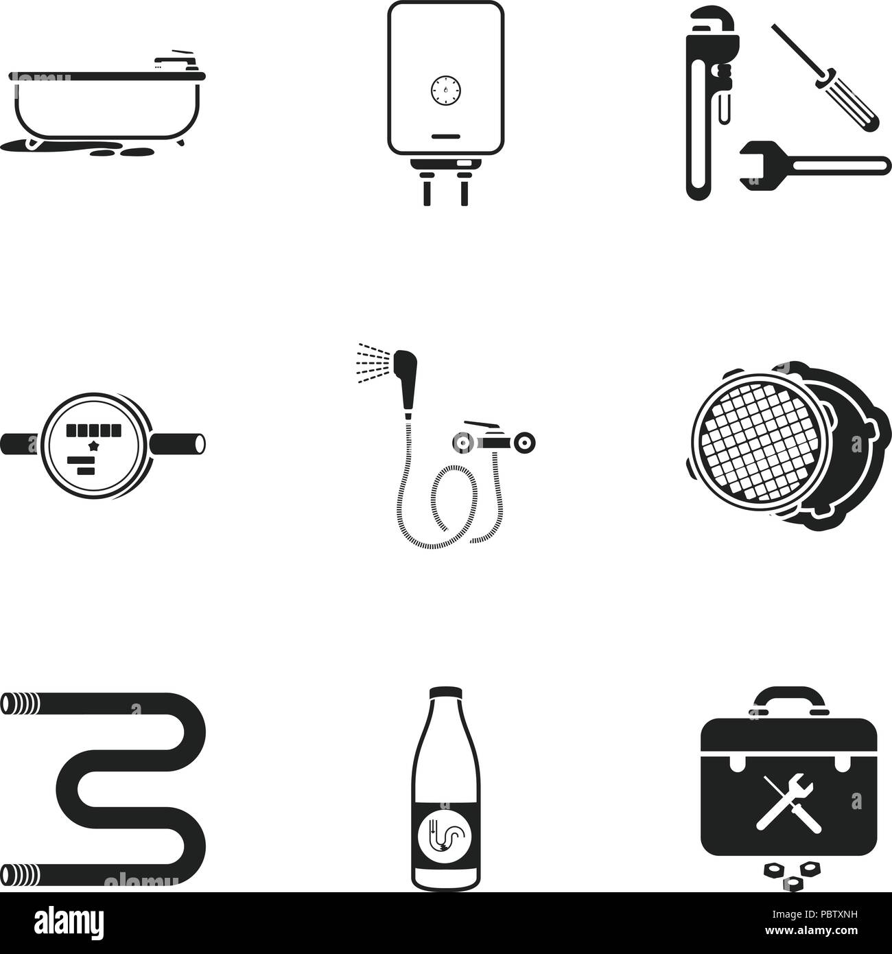 Plumbing set icons in black style. Big collection of plumbing vector ...