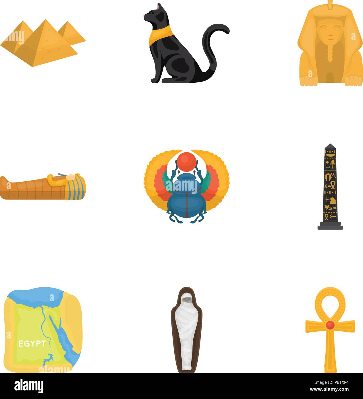 Ancient Egypt set icons in cartoon style. Big collection of ancient ...