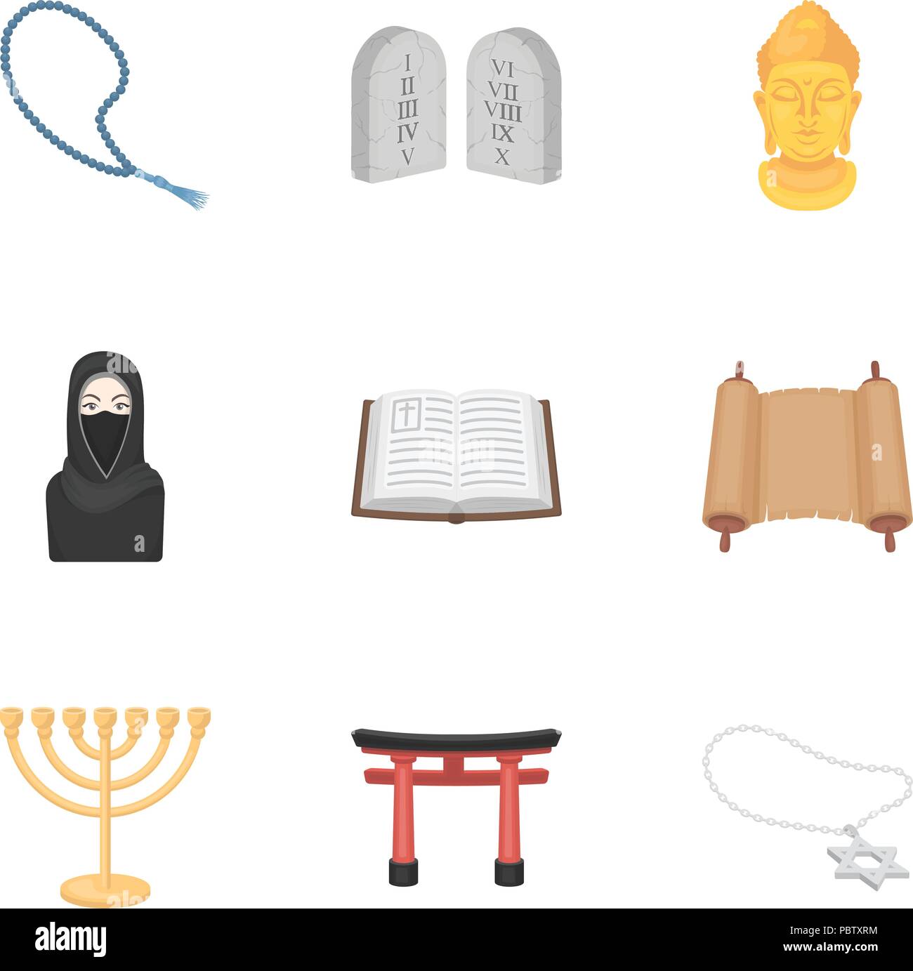 Religion set icons in cartoon style. Big collection of religion vector ...