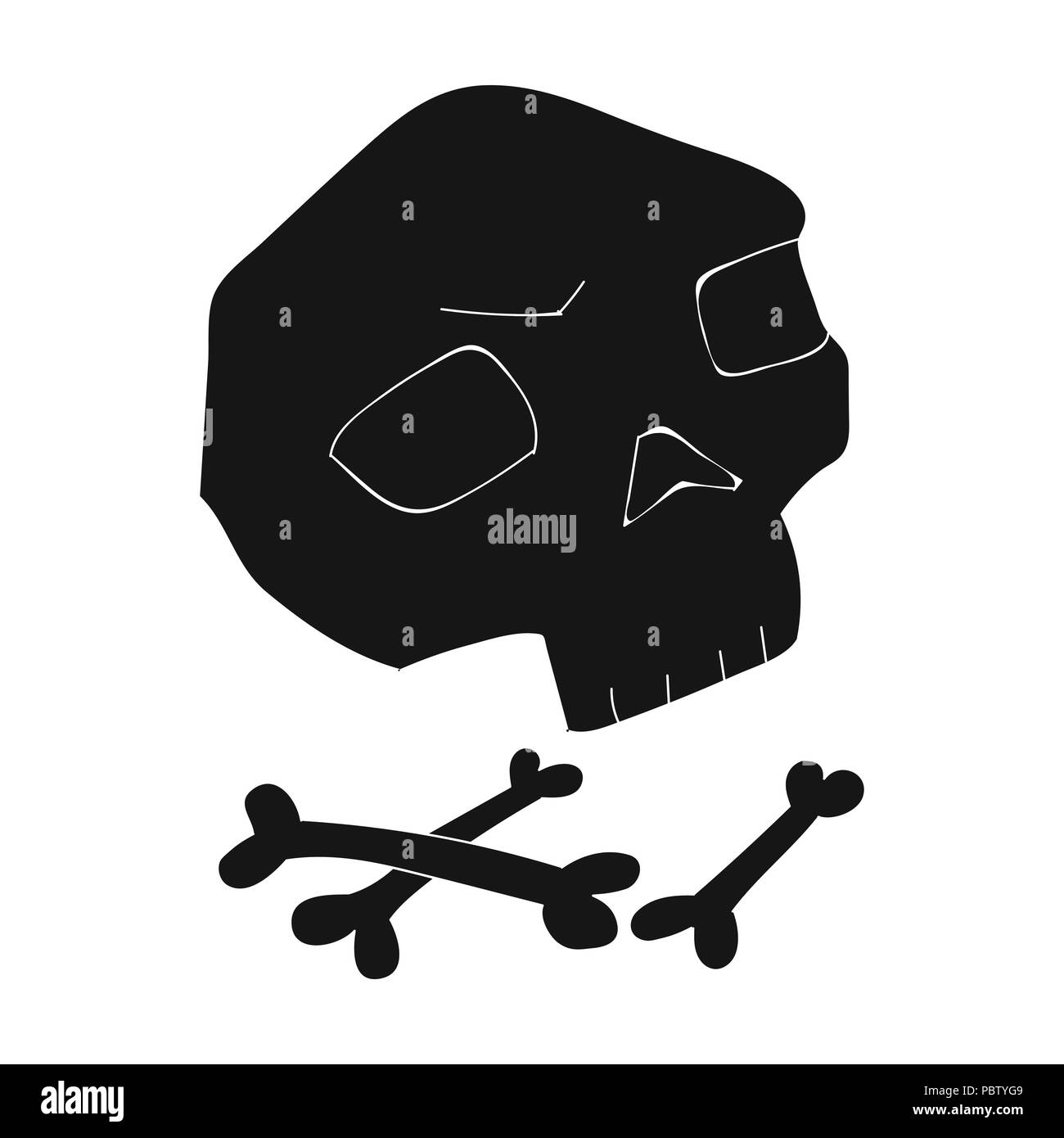 Human ancient bones icon in black style isolated on white background ...