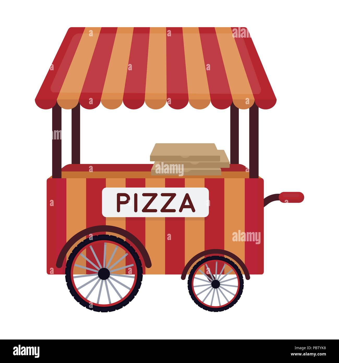 Pizza cart icon in cartoon style isolated on white background. Pizza ...