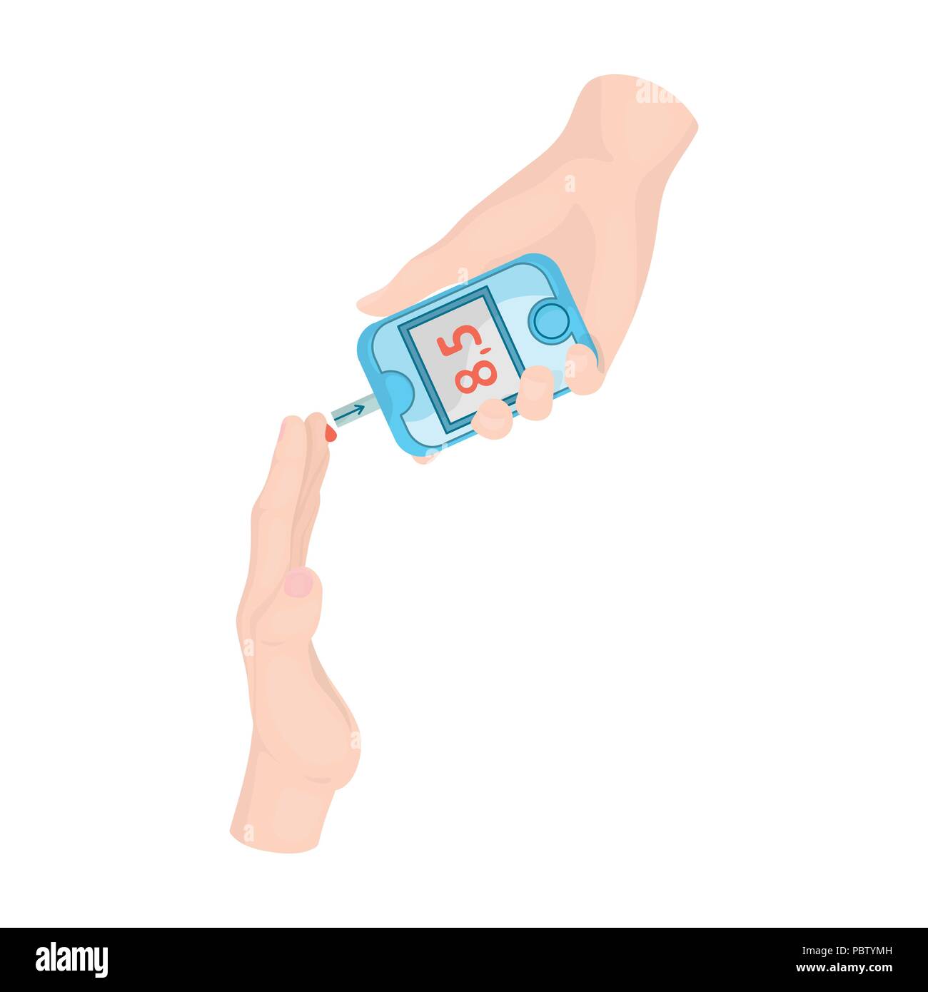 Measuring the level of sugar in the blood of a person with a Glucometer ...
