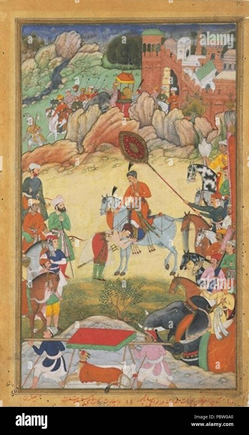 Adham Khan pays Homage to Akbar at Sarangpur, Akbarnama Stock Photo - Alamy
