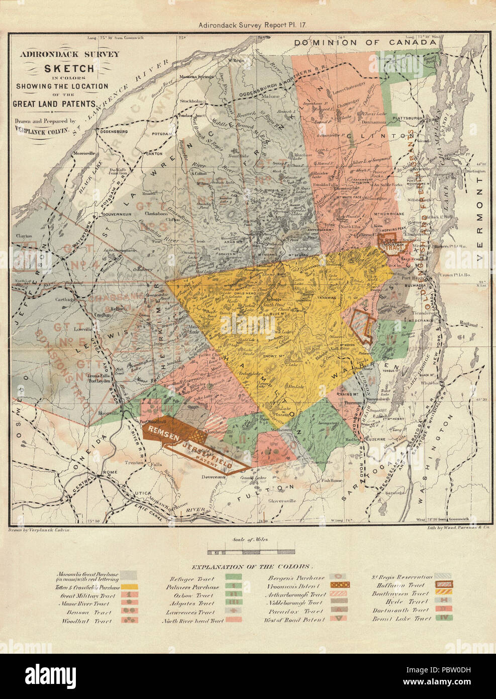 Adirondack Survey Sketch by Verplanck Colvin 1873 g Stock Photo - Alamy