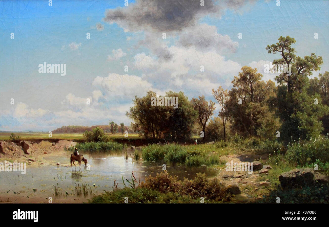 Adolf Chwala (1836-1900) - Krajina s jezdcem Stock Photo - Alamy