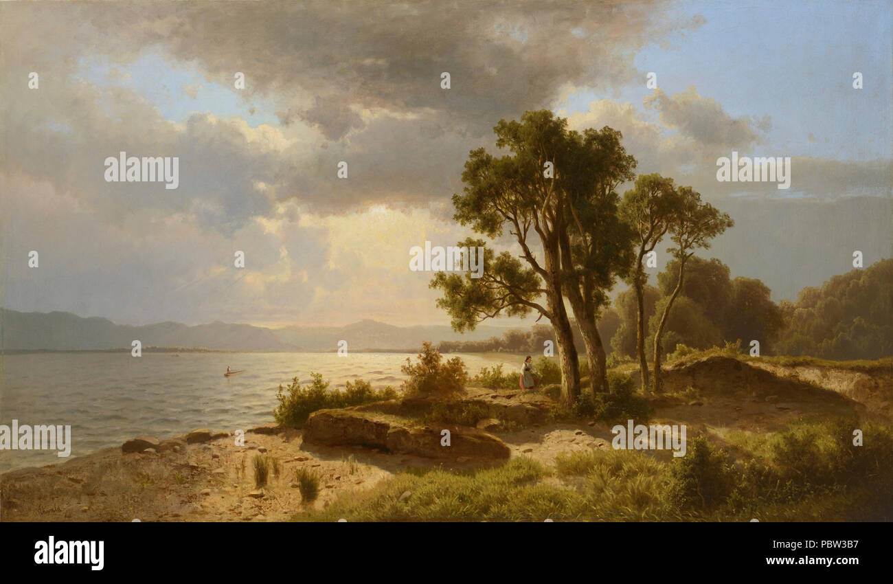 Adolf Chwala (1836-1900) - Krajina s jezerem Stock Photo - Alamy