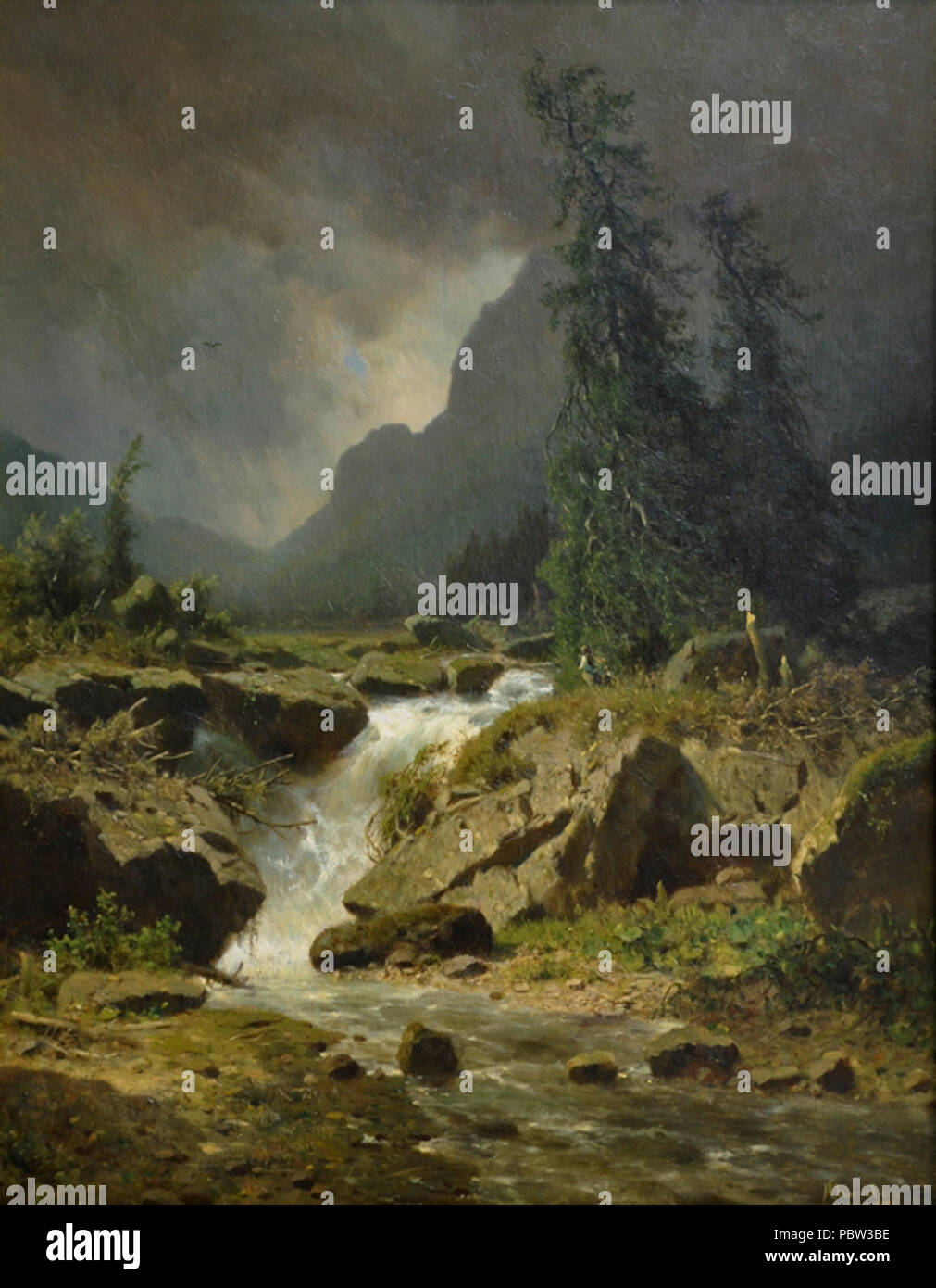 Adolf Chwala (1836-1900) - Krajina v bouři s vodopádem Stock Photo - Alamy