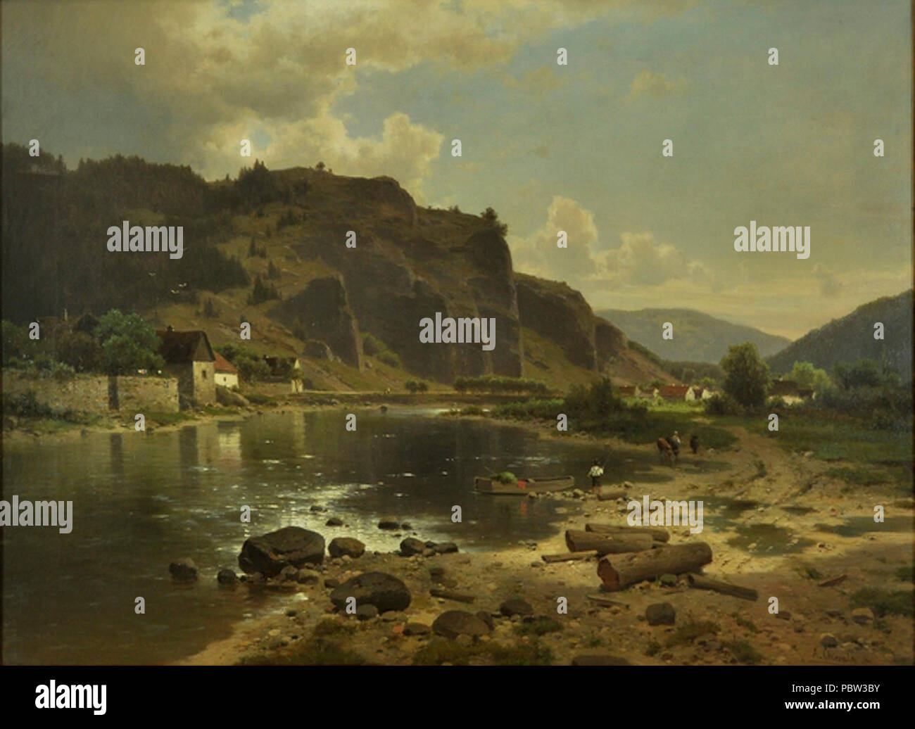 Adolf Chwala (1836-1900) - Skály nad řekou (K Stock Photo - Alamy