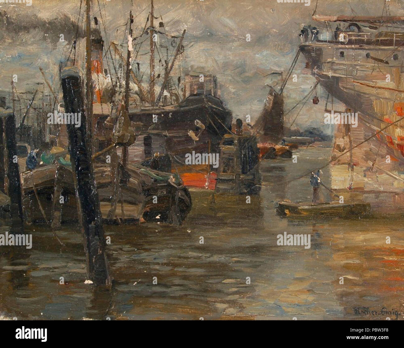 Adolf Fischer-Gurig Emdener Hafen 1908 Stock Photo - Alamy