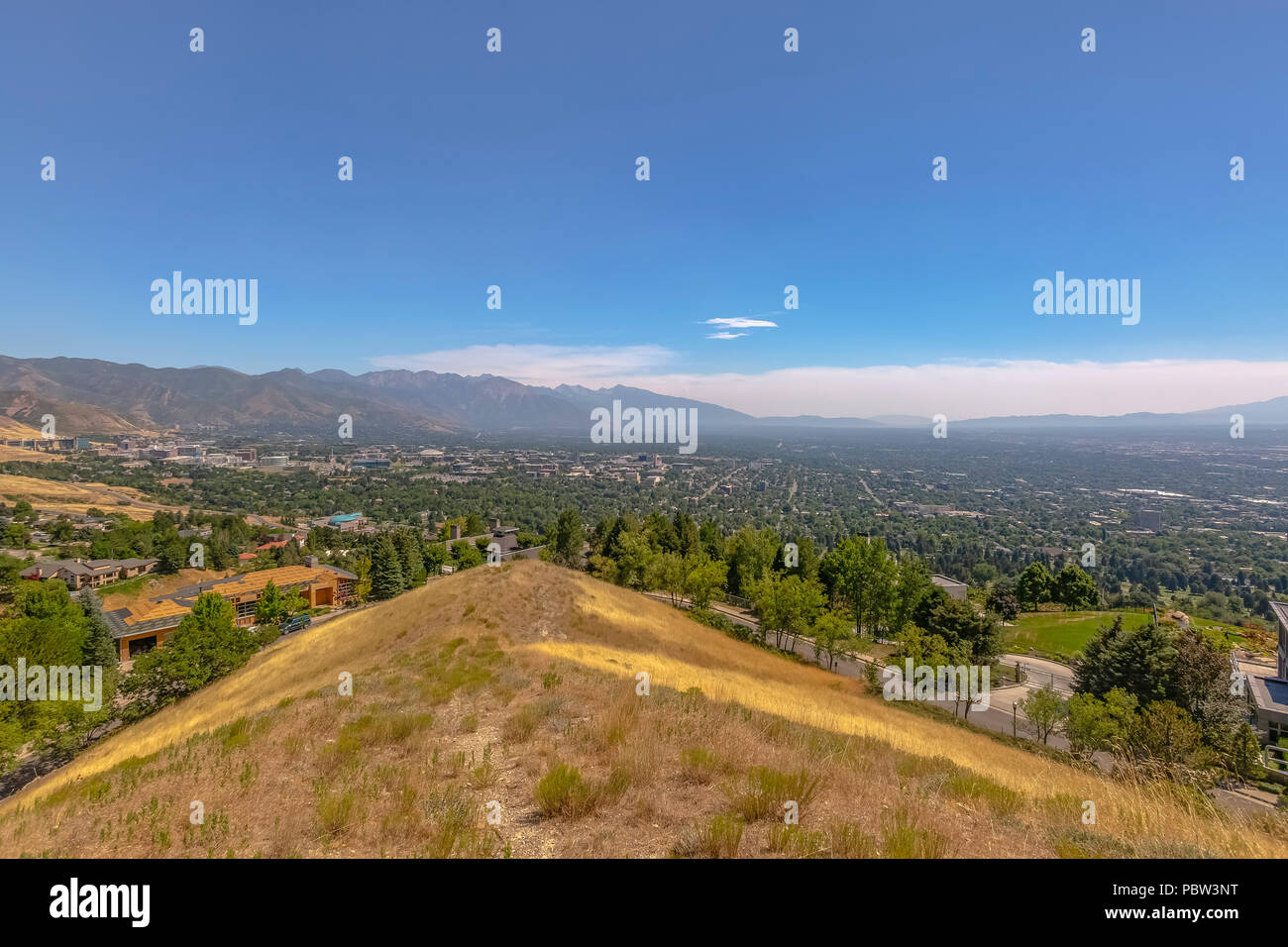 Looking at the city from a hill top Stock Photo - Alamy