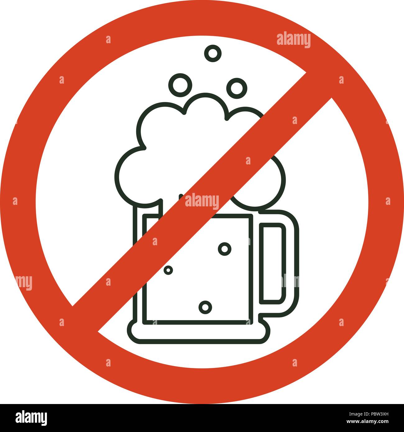 No Alcohol Sign Prohibiting Alcohol Beverages Red Forbidden Symbol