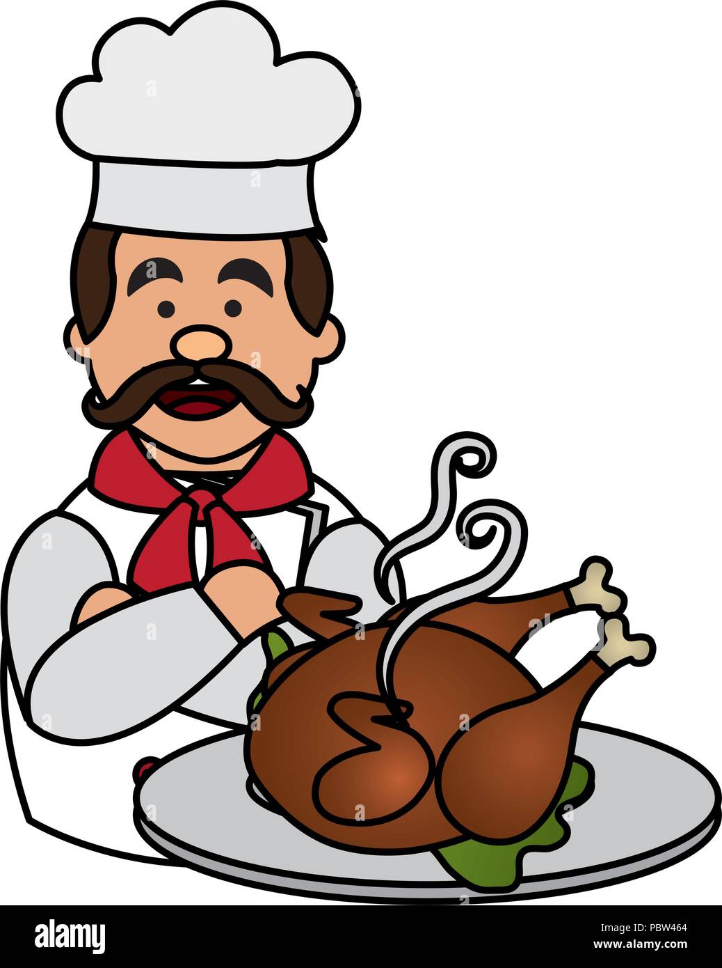 chef with chicken character vector illustration design Stock Vector ...