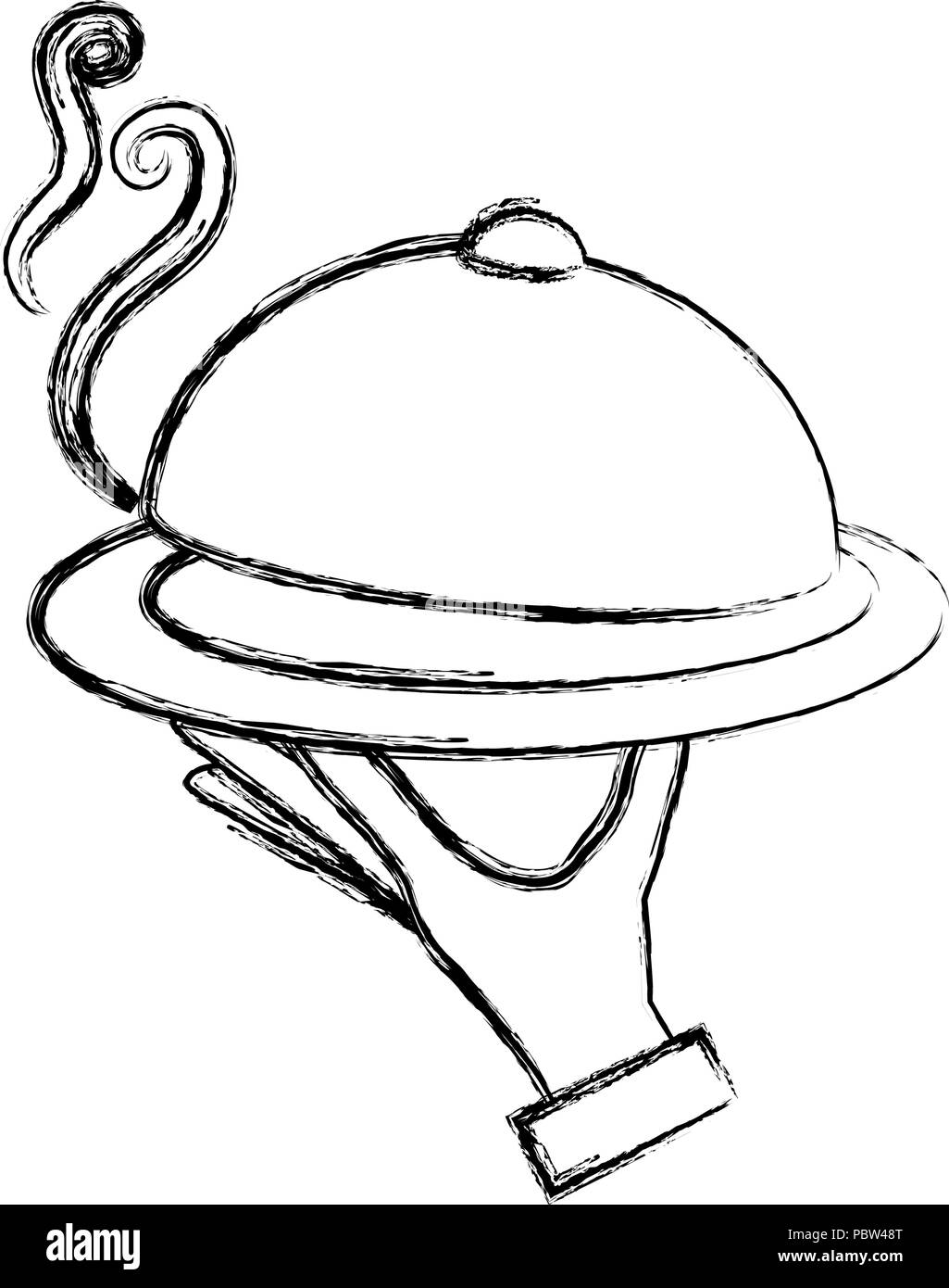 hand with tray server vector illustration design Stock Vector Image ...