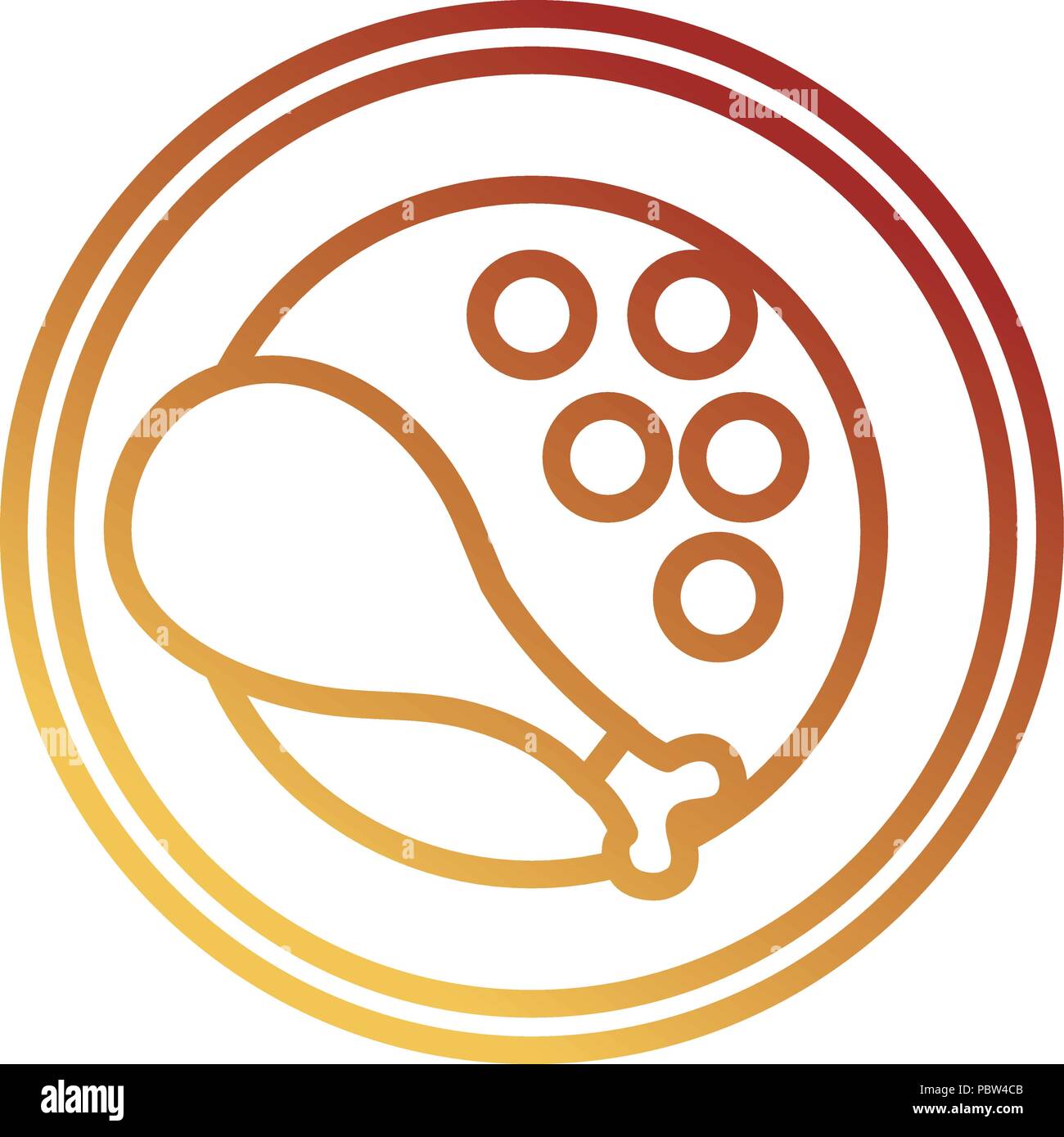 dish with delicious chicken thigh vector illustration design Stock ...