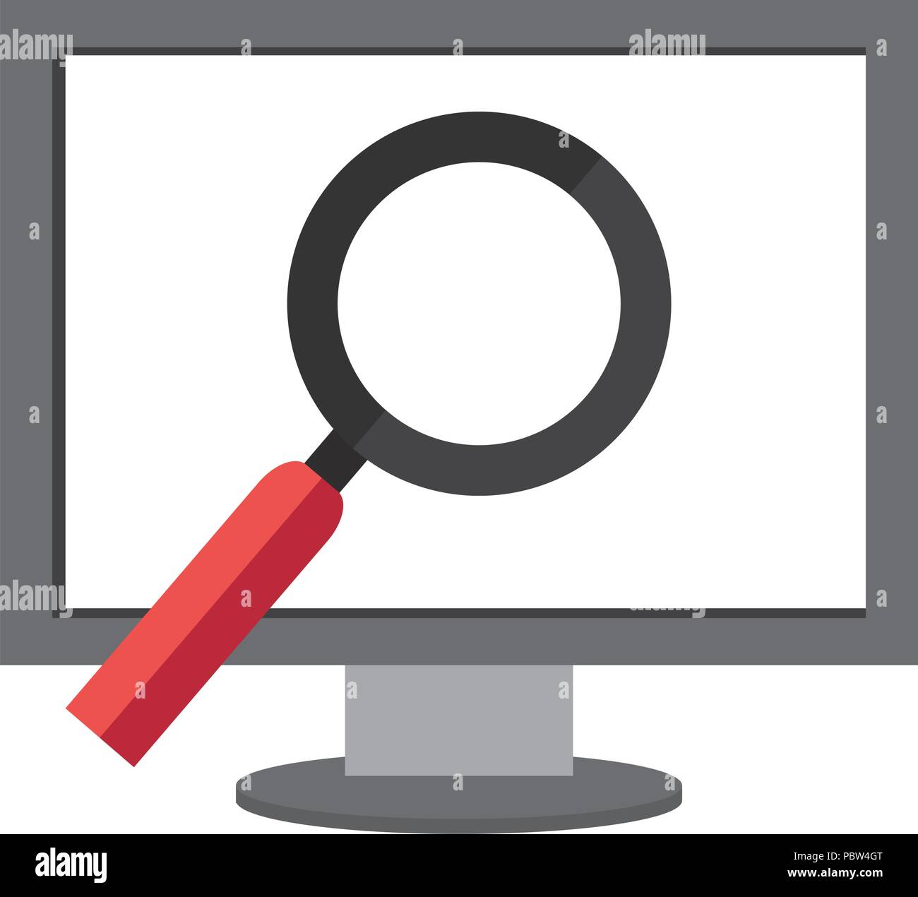computer display with magnifying glass vector illustration design Stock ...