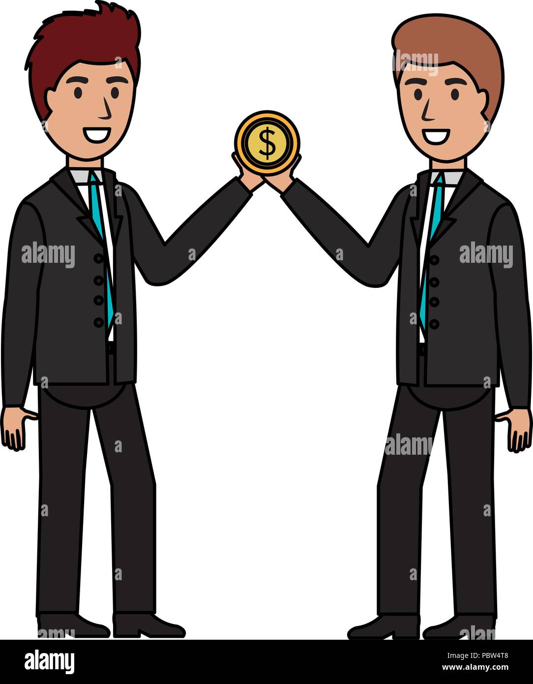business people with coin money characters vector illustration design ...