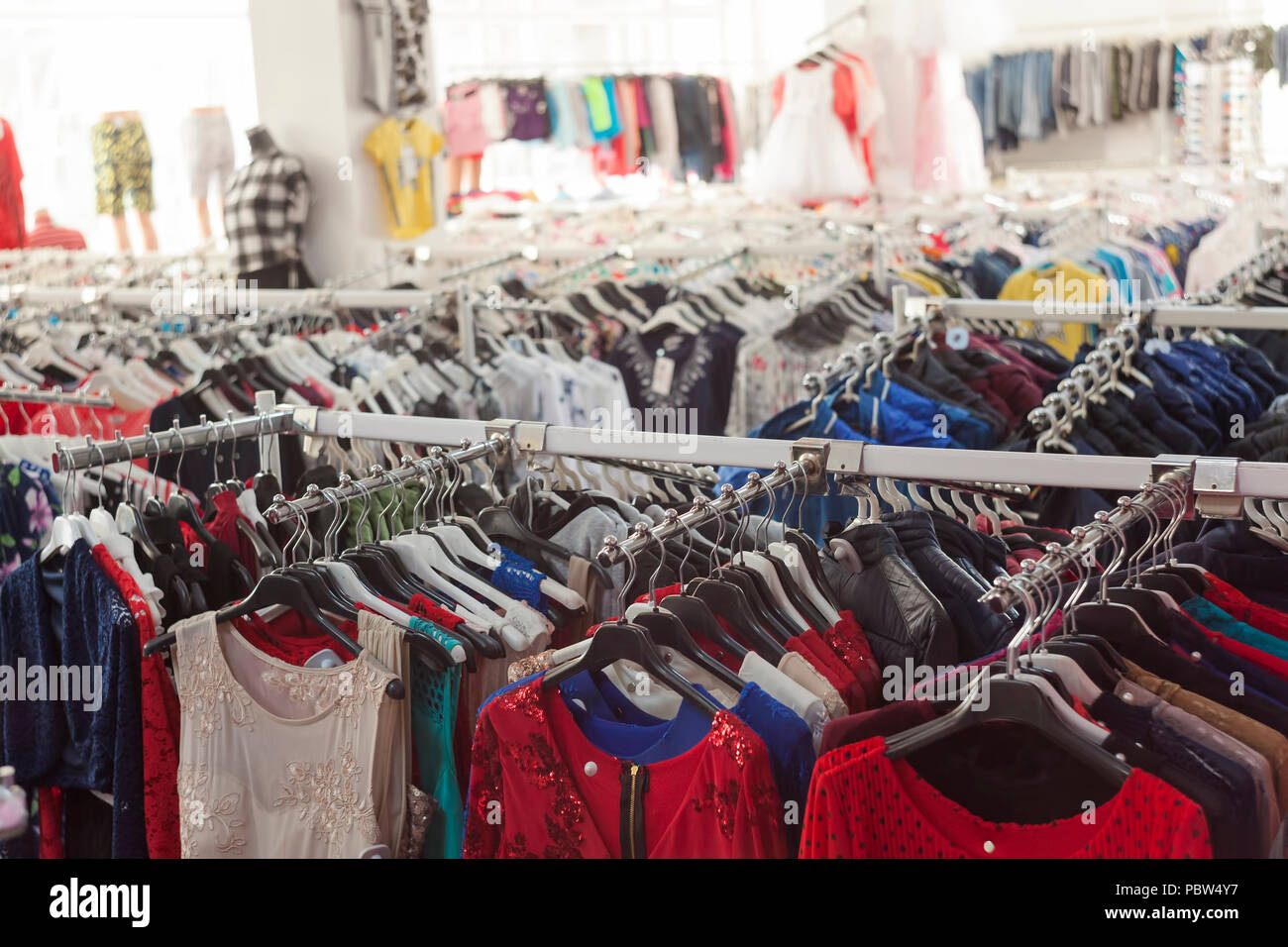 interior of clothes or dress shop Stock Photo - Alamy