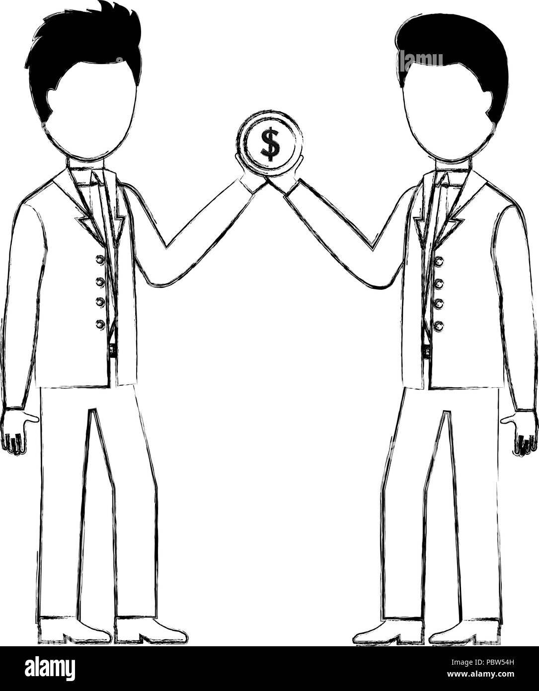 business people with coin money characters vector illustration design ...