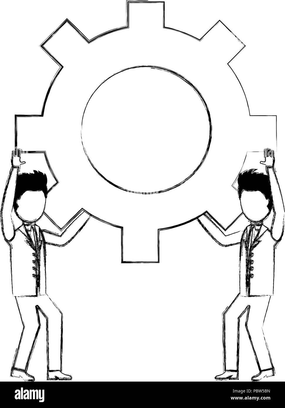 business people lifting gear characters vector illustration design ...