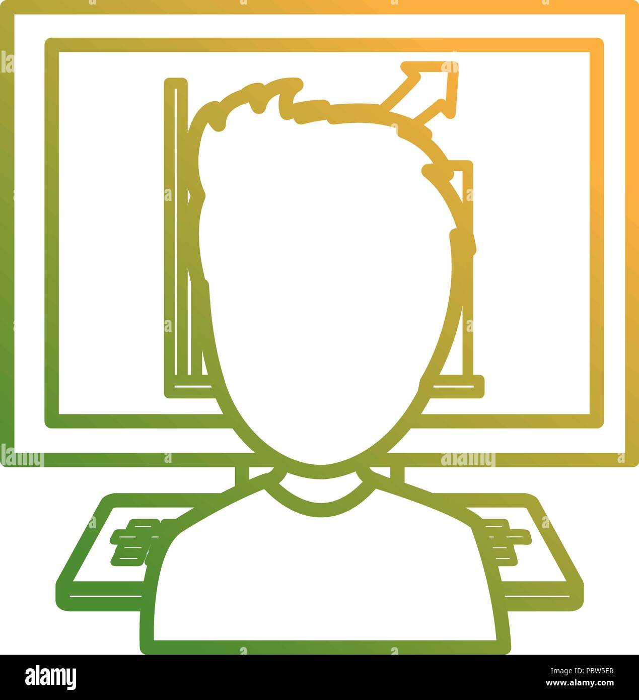 businessman working in computer character vector illustration design ...