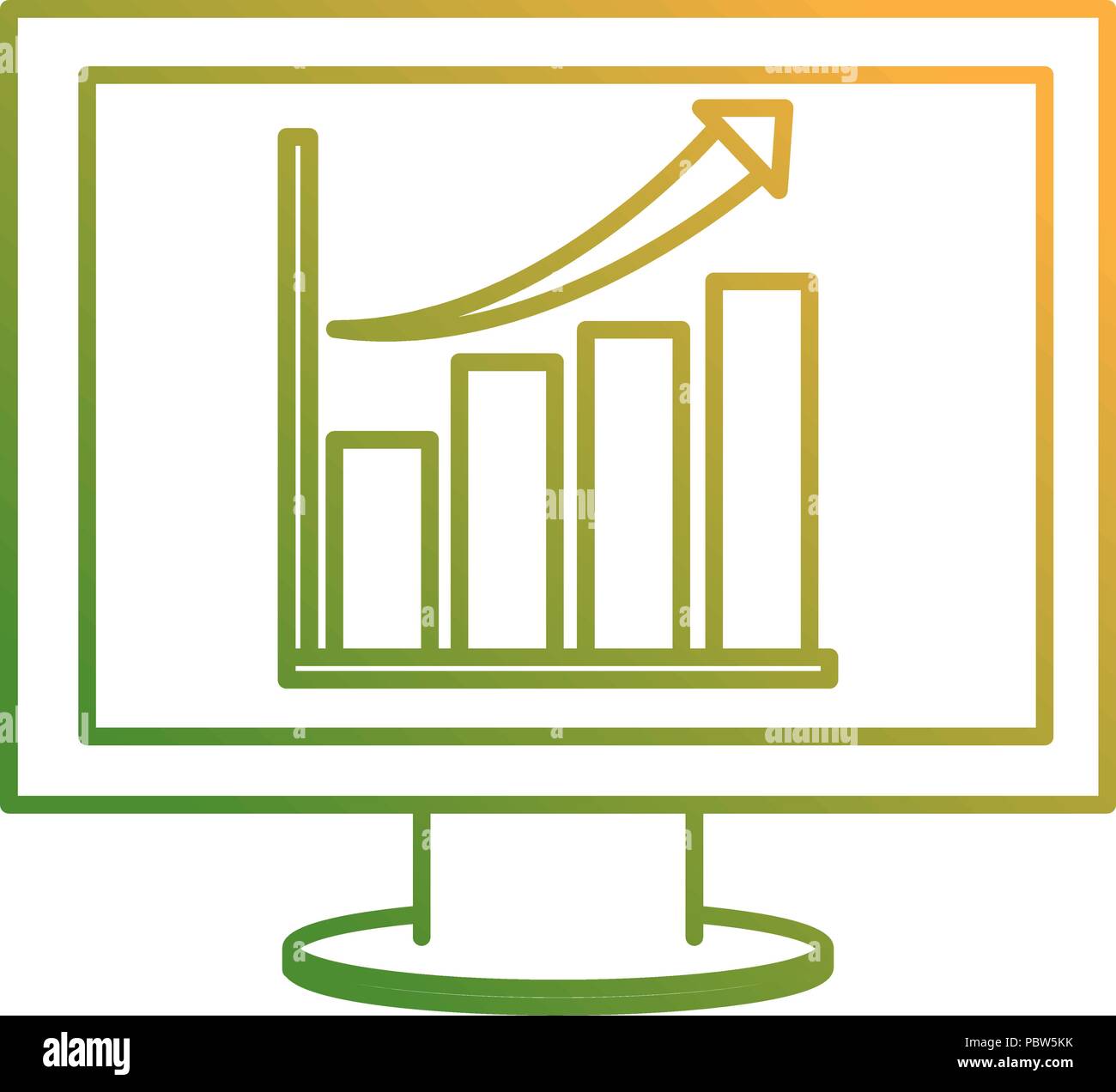computer display with bars statistics vector illustration design Stock ...