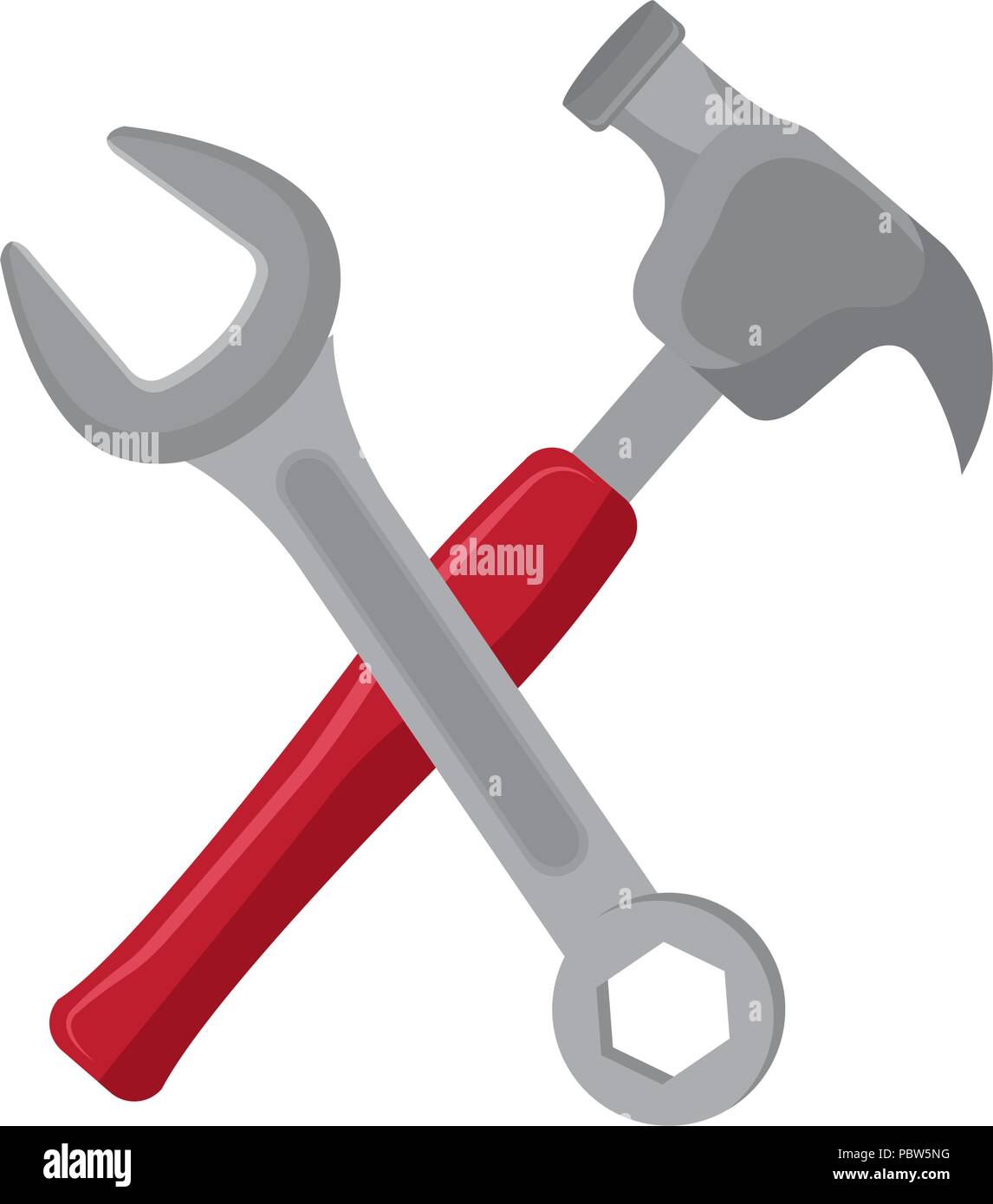 hammer with wrench crossing vector illustration design Stock Vector ...