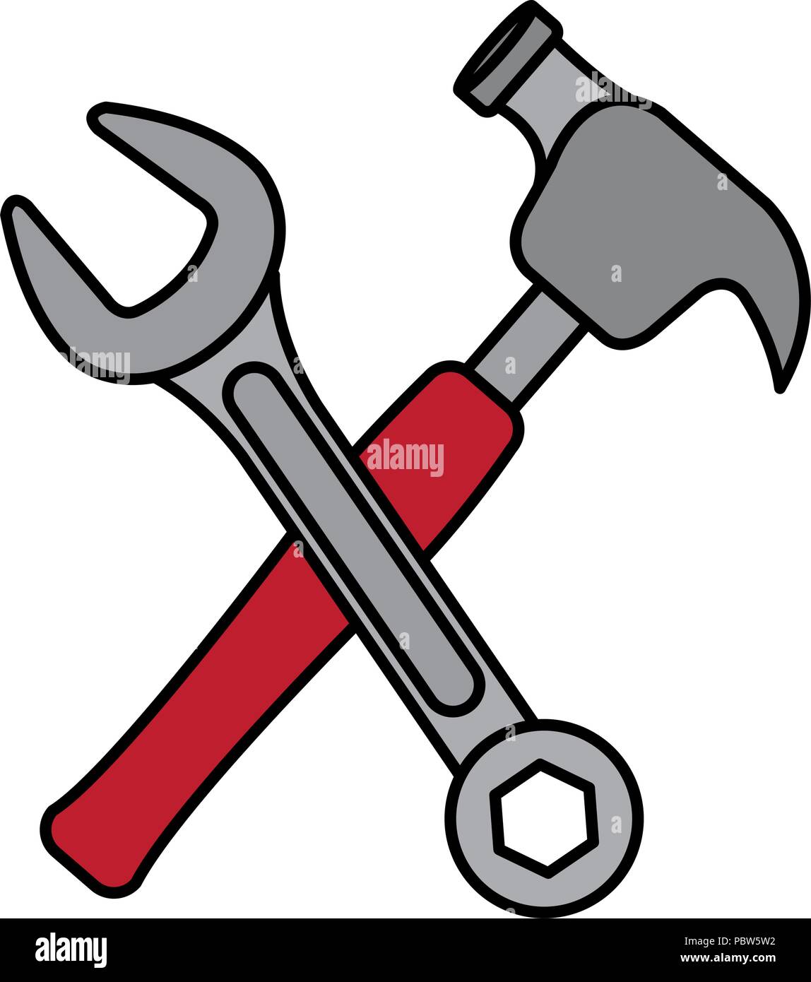 hammer with wrench crossing vector illustration design Stock Vector ...