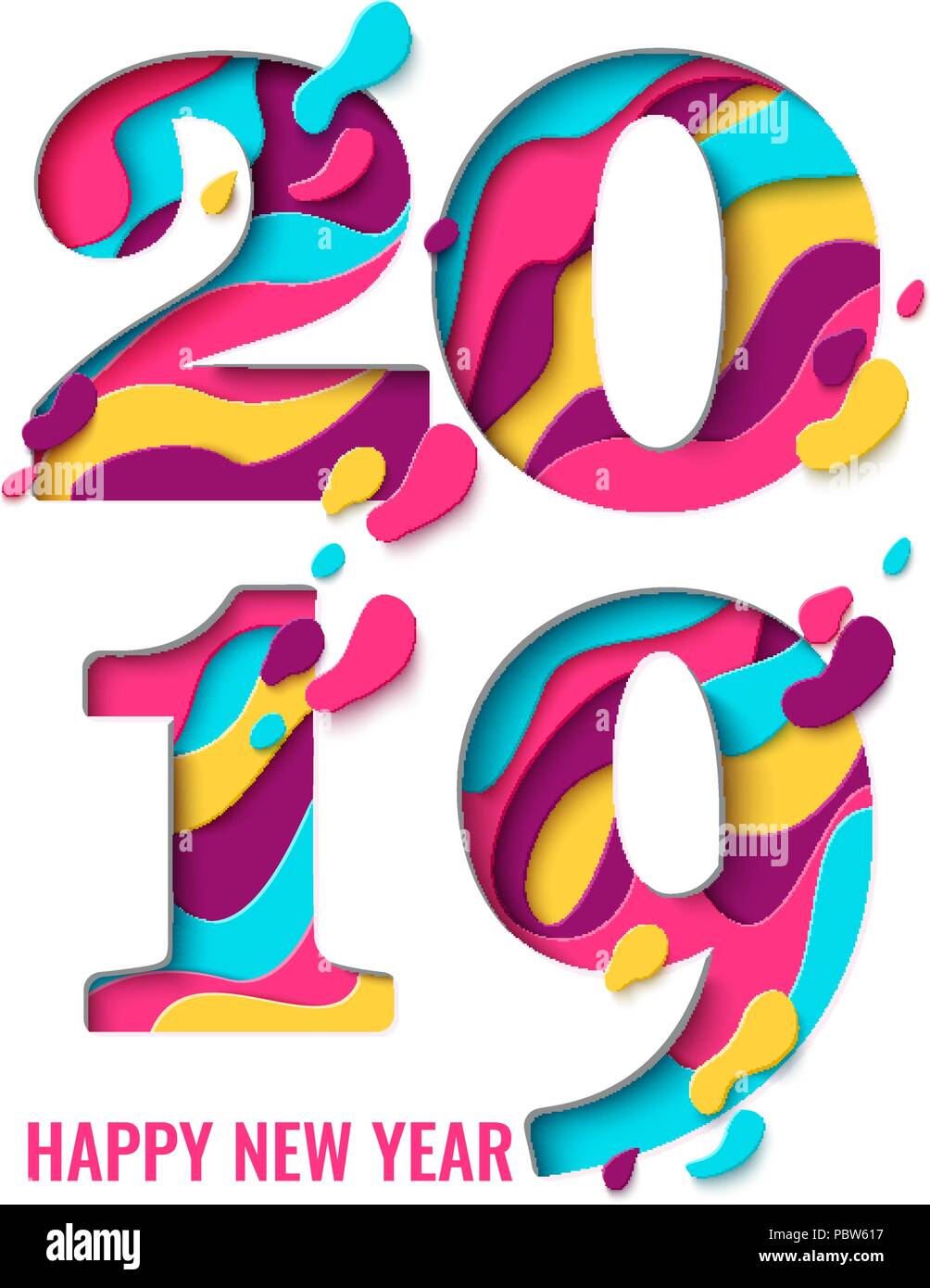 2019 Happy New Year paper cut banner Stock Vector Image & Art - Alamy