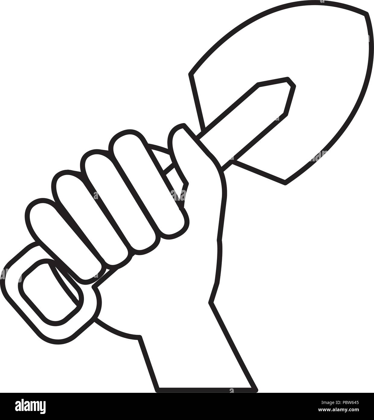 hand with shovel tool vector illustration design Stock Vector Image ...