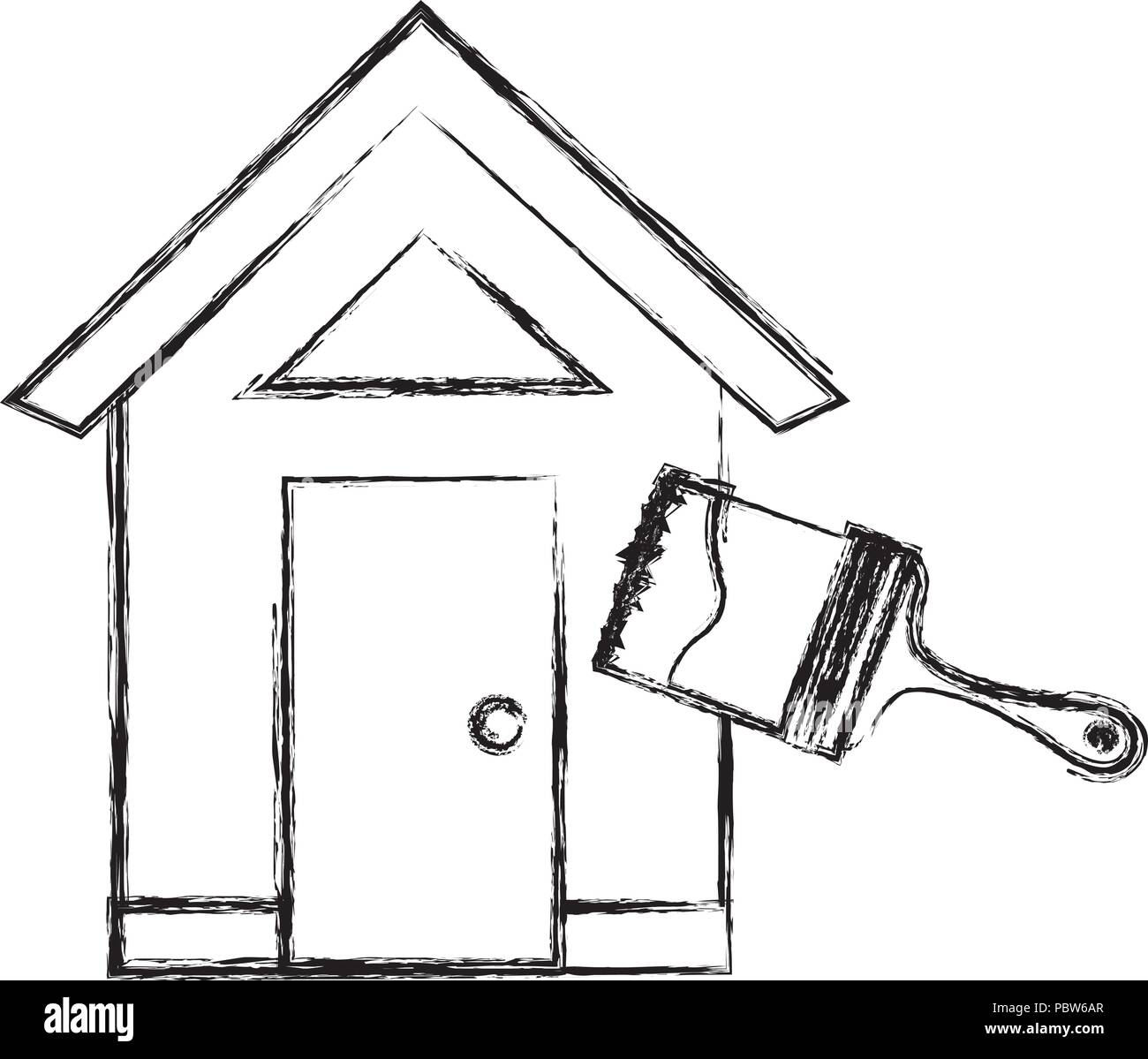 house with paint brush vector illustration design Stock Vector Image ...
