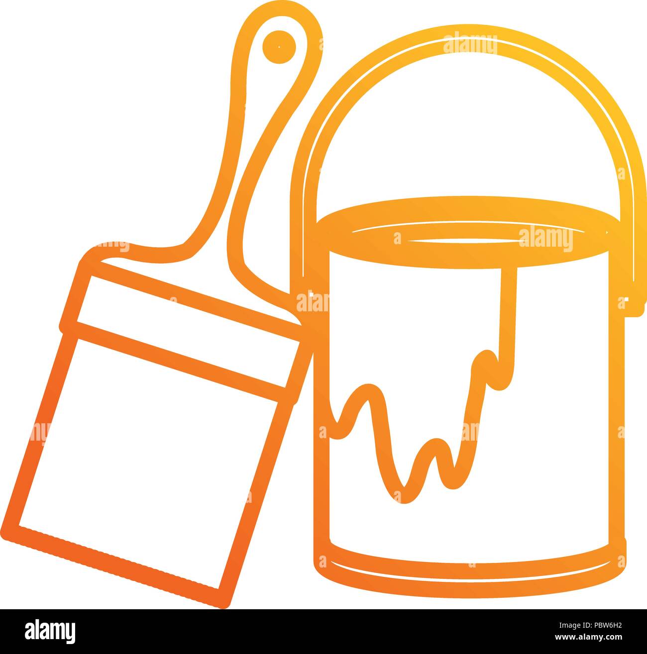 paint pot with brush vector illustration design Stock Vector Image ...