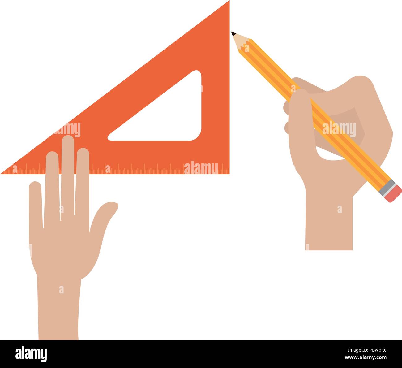 hand with pencil and rule vector illustration design Stock Vector Image ...
