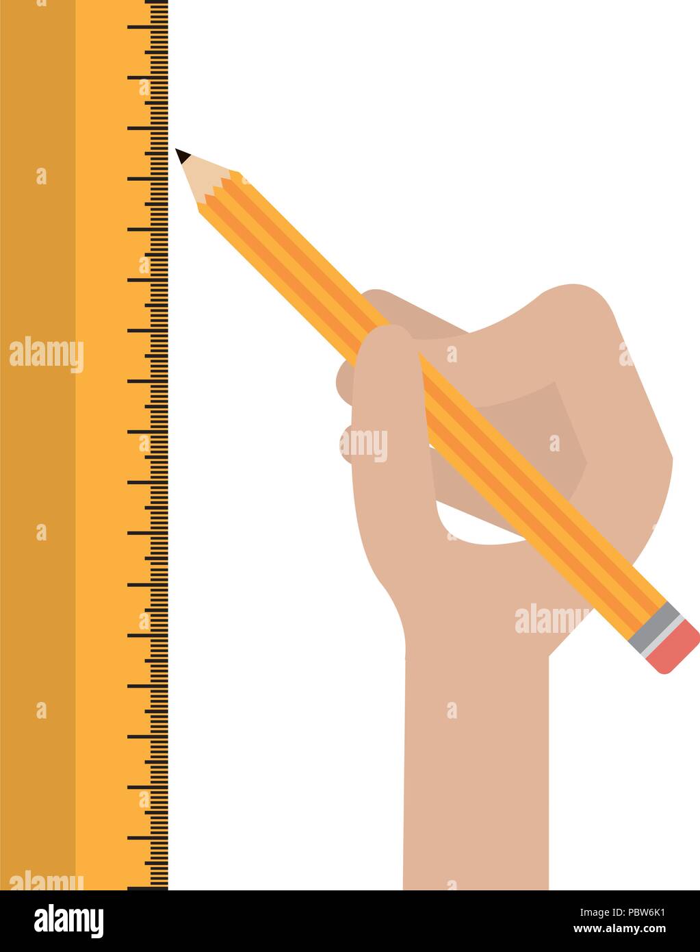 hand with pencil and rule vector illustration design Stock Vector Image ...