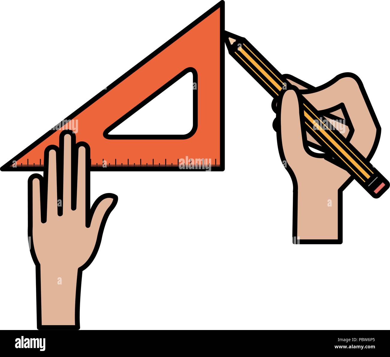 hand with pencil and rule Stock Vector Image & Art - Alamy
