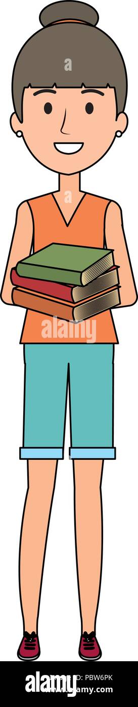 young girl student with books character Stock Vector Image & Art - Alamy