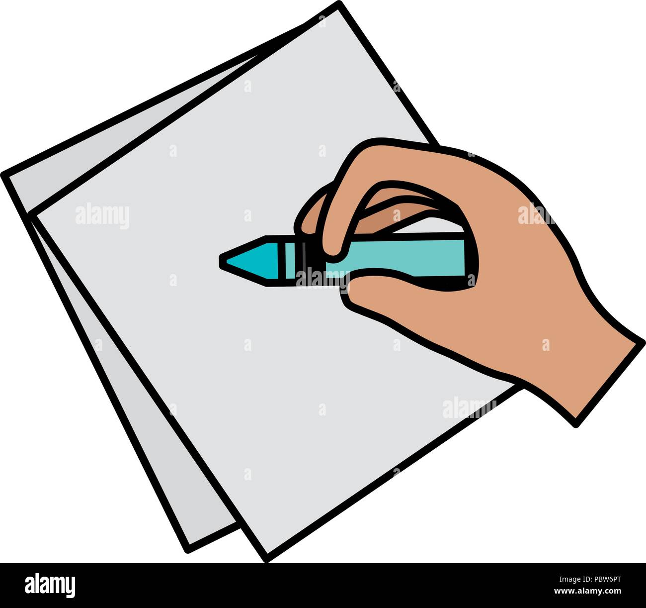 hand writing with crayon in notebook sheet Stock Vector Image & Art - Alamy