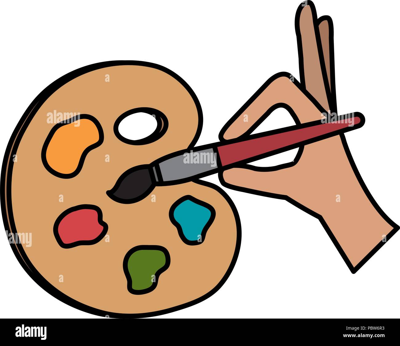 hand painting with brush and pallette Stock Vector Image & Art - Alamy
