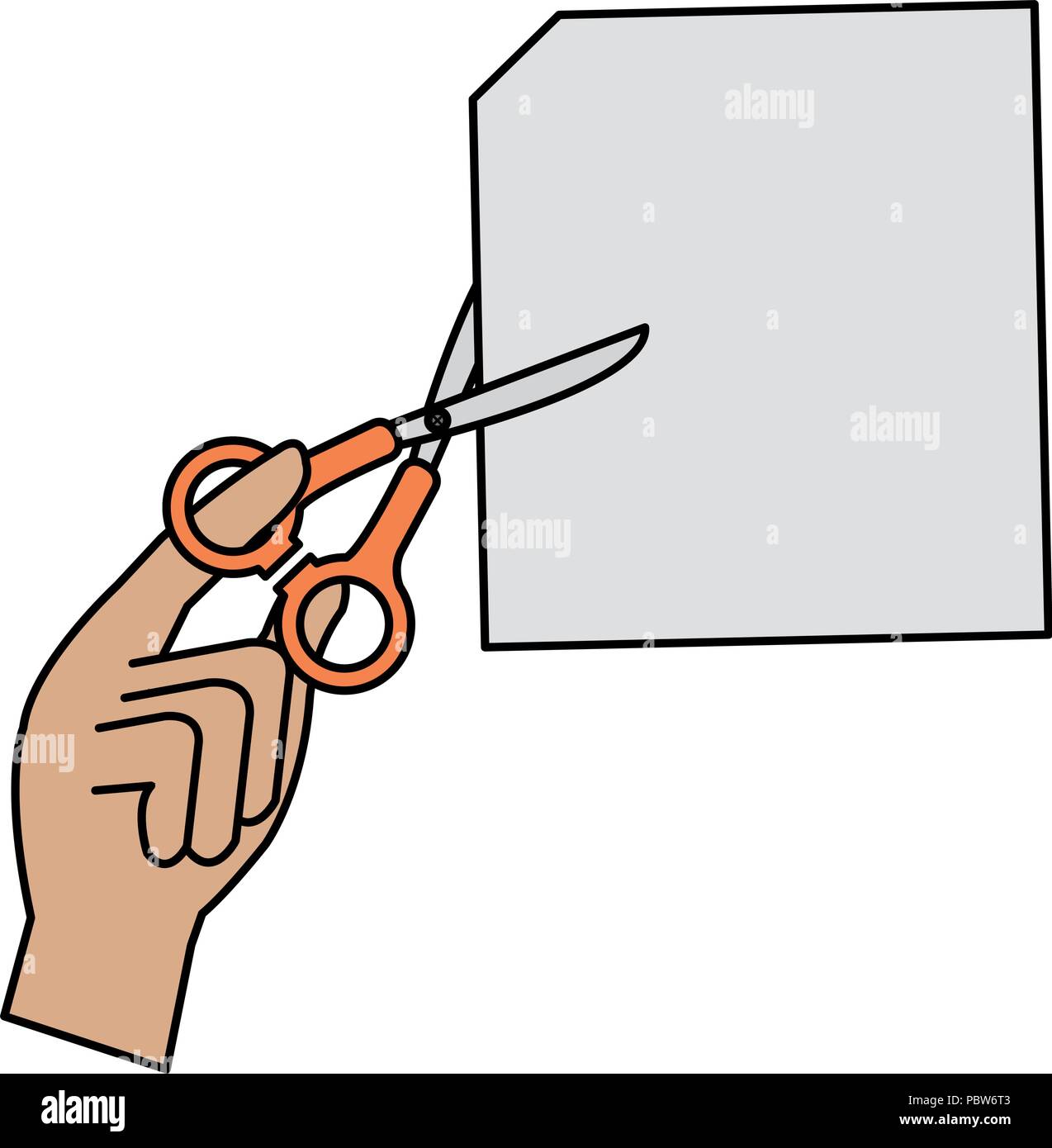 hand cutting notebook sheet with scissors Stock Vector Image & Art - Alamy